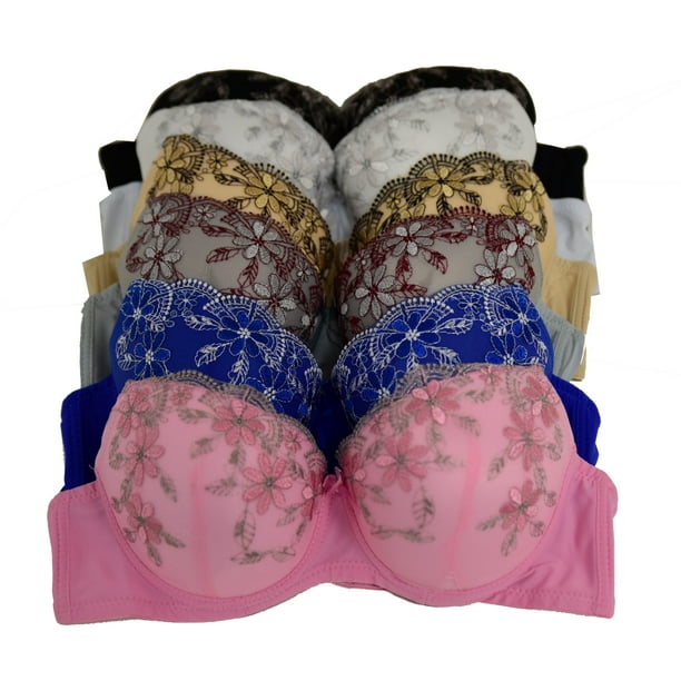 Pink - Women Bras 6 pack of Bra B cup C cup Size 36C (S6674) - Walmart ...