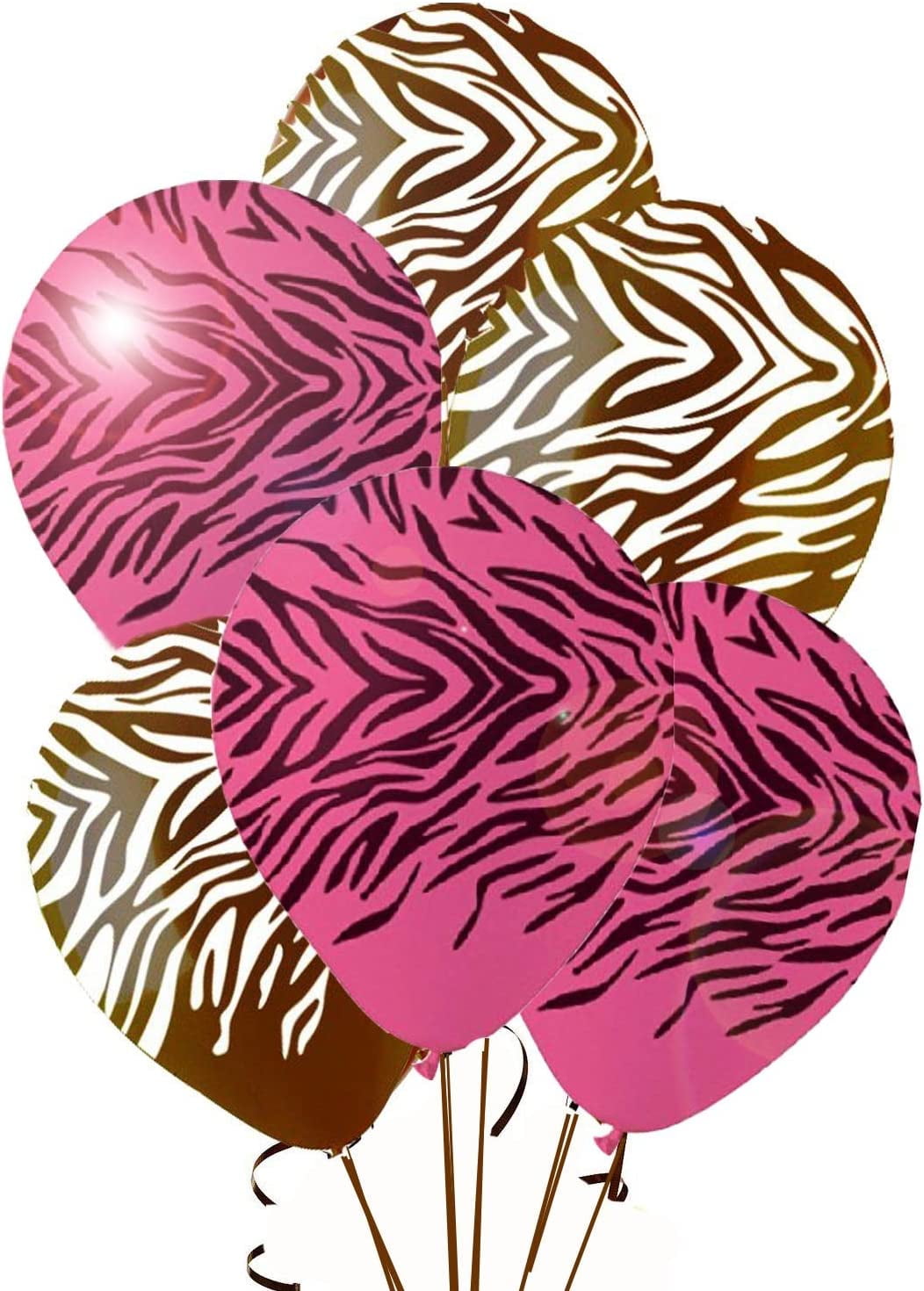 PMU Zebra Balloons PartyTex 11 Inch Premium Brown and Hot Pink with ...