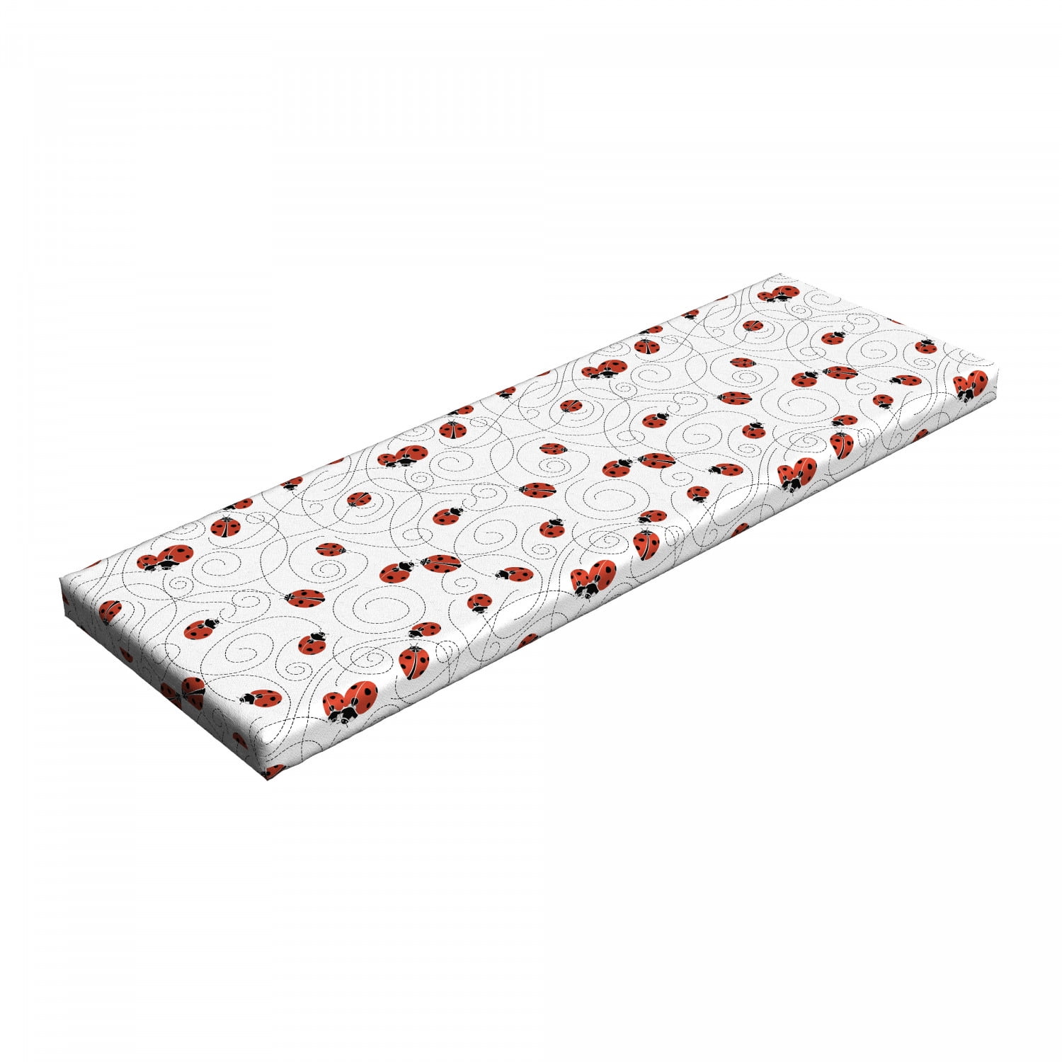 Ladybug Bench Pad, Bugs Drawing Curved Spiral Circles Romantic Cycle ...