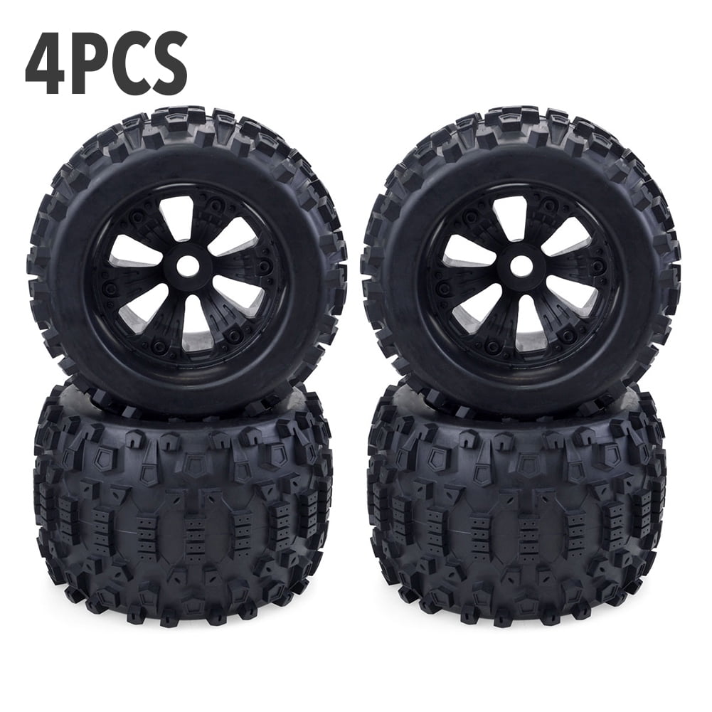 Mini Truck Tire Durable Rubber Wider Tyre Rim Hub Hexagon Wheel for 1/8 ...