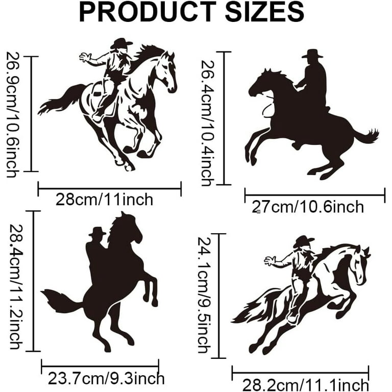 Cowboy Western Wall A4 Stencil Template Horse Hat Boot Silhouette