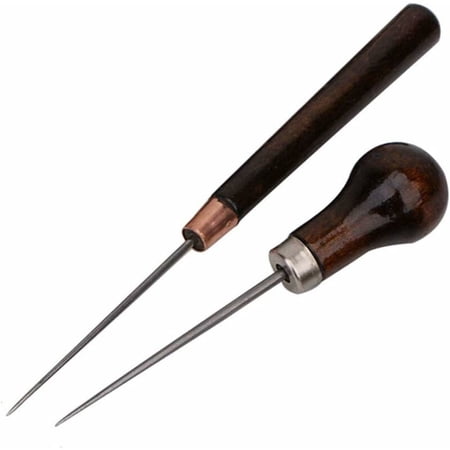 2 Pieces Solid Wood Handle Browsable Awl Craft Leather Fabric ...