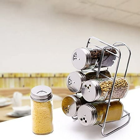 Seasoning Cans, 7-Piece Set Kitchen Salt and Pepper s Set Glass Swirl ...