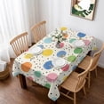 Blue Green Pink Yellow Dots Table Cloth 60x84in, Waterproof Rectangle ...