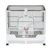 Pawhut 32”L 2-Level Indoor Small Animal Cage with Wheels, Metal Tray ...