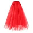 Tanhomme Women's Tulle Skirt A-Line High Low Asymmetrical Length Elastic Waist Tutu Skirts ...