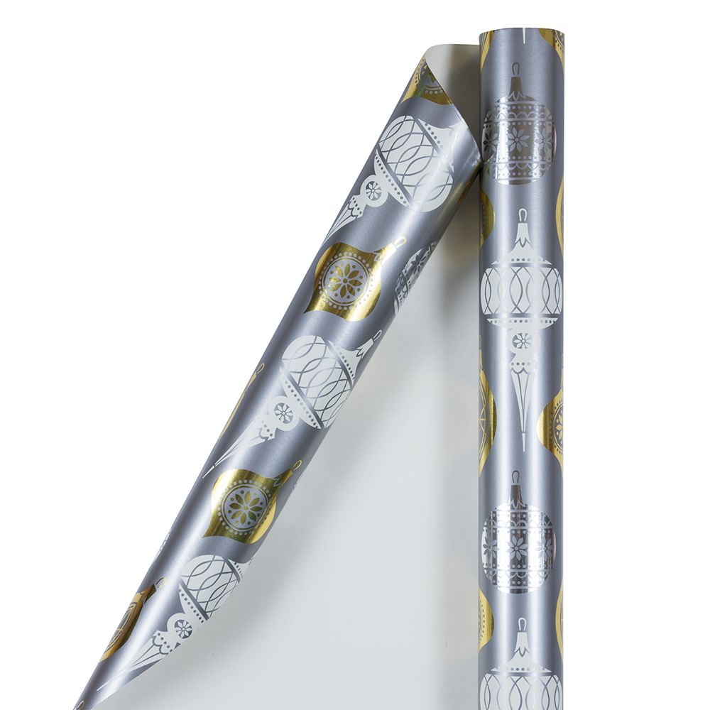JAM Paper Christmas Wrapping Paper, 25 Sq Ft, 1/Pack, Metallic ...