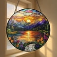 Sunset Mountain Path Suncatcher – Landscape Stained Glass Style Window ...