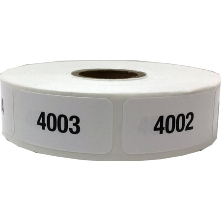 White with Black 4001 - 5000 Consecutive Number Stickers, 3/4 Inch x 1 ...