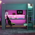 Churanty Twin Size Gaming Loft Bed with Desk, LED and Charging Station ...