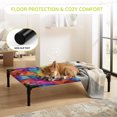 Abstract Geometric Elevated Dog Bed, Vintage Color Modern Artificial ...