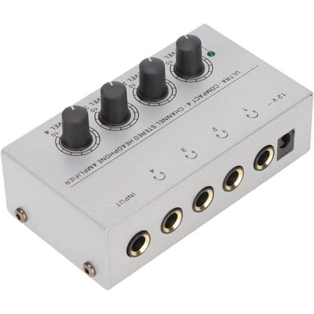 Compact Headphone Amplifier, 4 Way Stereo Audio Amplifier, Metal Mini ...