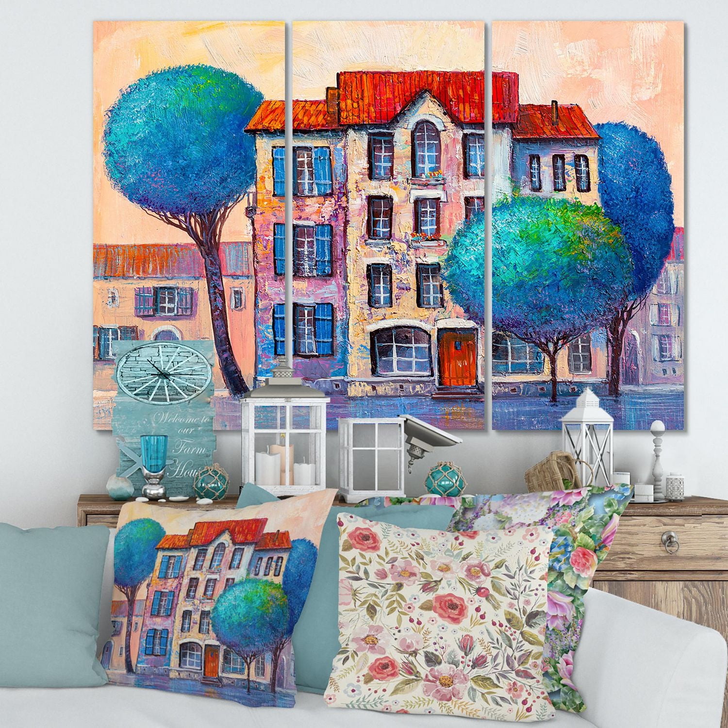 Click here for Designart House With Red Roof And Colorful Autumn... prices