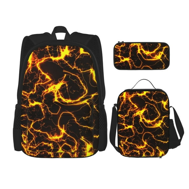 Fotbe Orange Lightning Set Escolar 3 en 1 para Niños - Mochila Duradera con Lonchera Aislante y ...