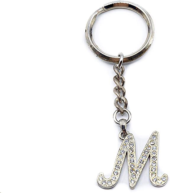 Chrome Plated Letter M Keychain Ring With Swarovski Crystals, Alphabetic Fisrt Letter Name ...