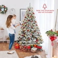 Gymax 7 FT Pre-Lit Snow-Flocked Xmas Tree 3-Minute-Setup Artificial Hinged Christmas Tree ...