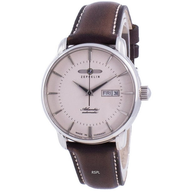 Zeppelin Atlantic Beige Dial Leather Strap Automatic 8466-5 84665 Men's ...