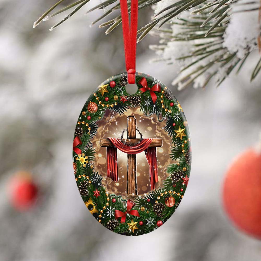 Flagwix Ceramic Christmas Tree Ornaments| Jesus Christian Cross ...