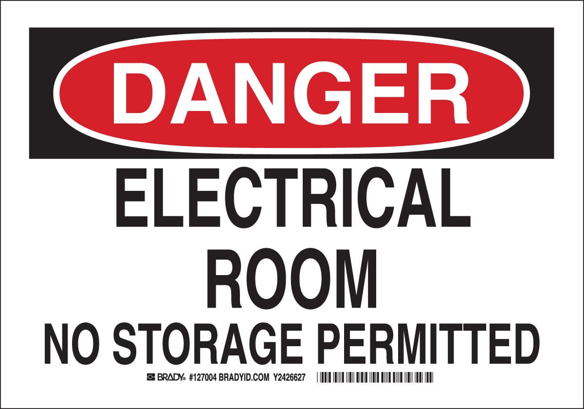 Brady 127007 Electrical Hazard Sign, Legend"Electrical Room No Storage ...