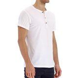 JWD Classic Henley Shirt, Three-Button Closure, Cotton Casual Summer T ...