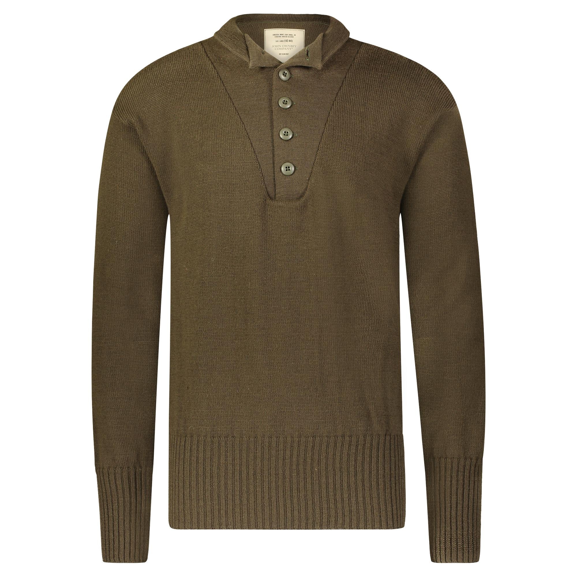 John Ownbey Co. Men's Military Style 5 Button Sweater, 100% Knitted ...