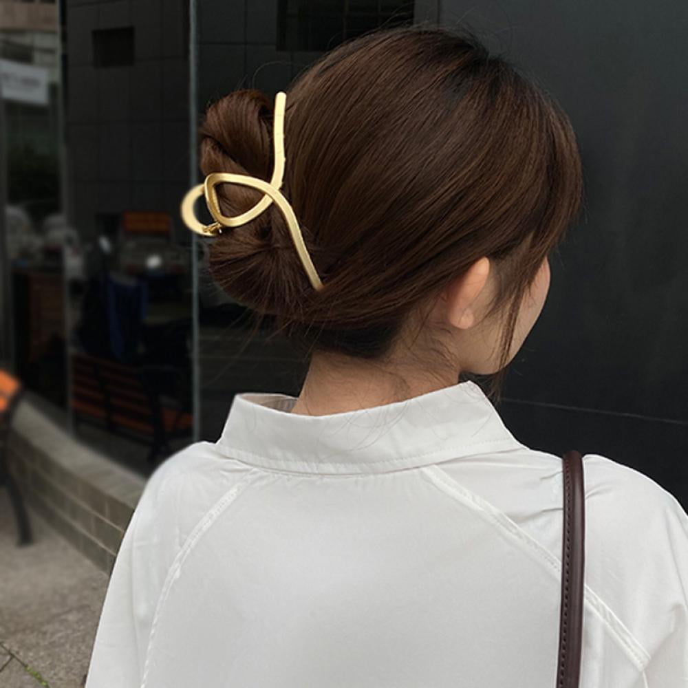 Large Premium Gold Metal Strong Hair Claw Clips Easy Pulling Up Your ...