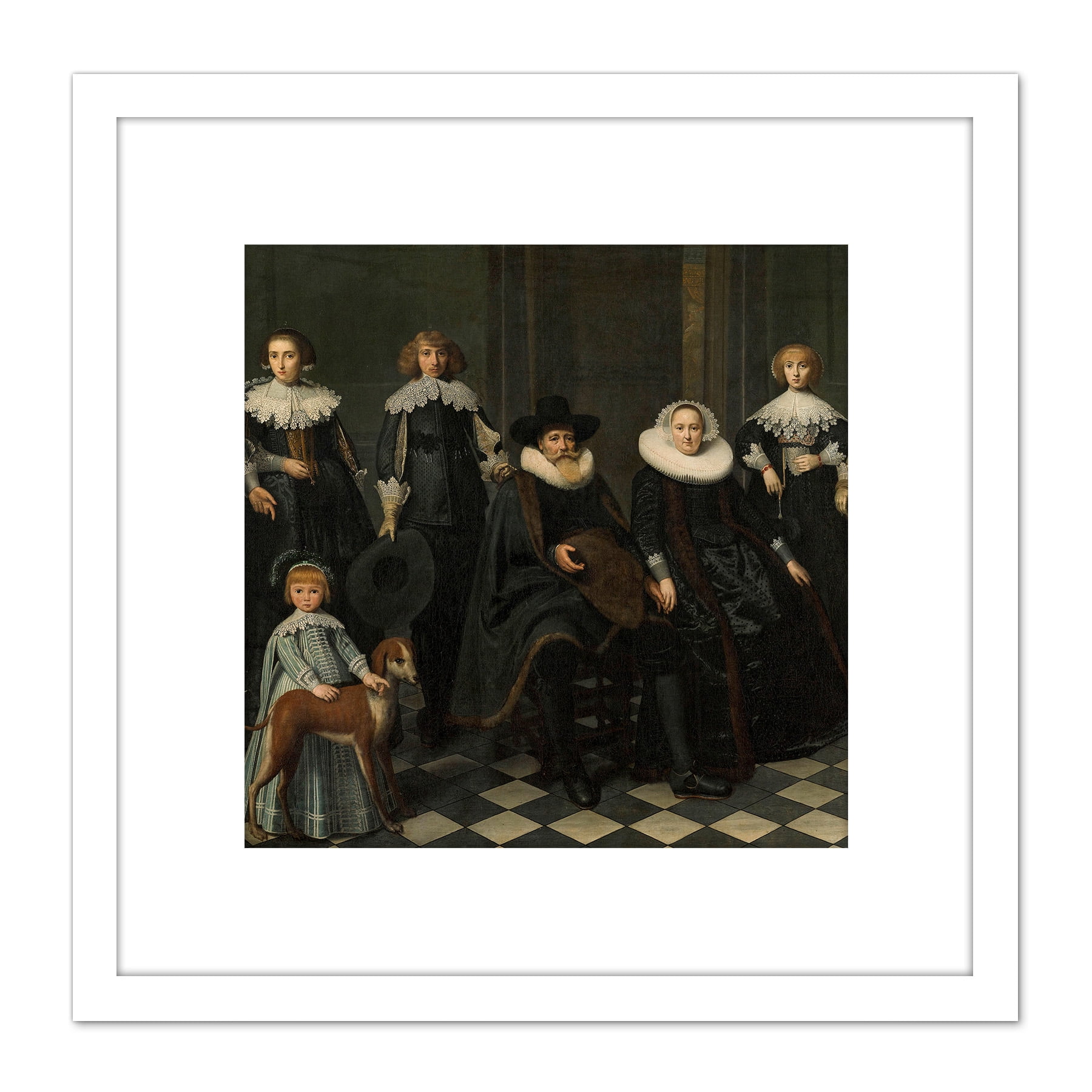 Van Santvoort Portrait Family Dirck Bas Jacobsz 8X8 Inch Square Wooden ...