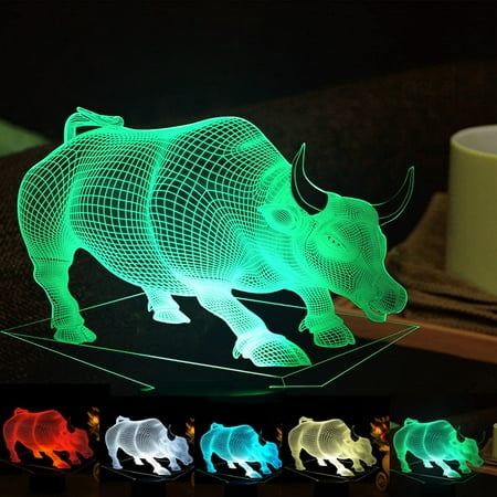 Animal Lovely Cute 3D Cattle Bull Cow Night Light Touch Switch Decor ...