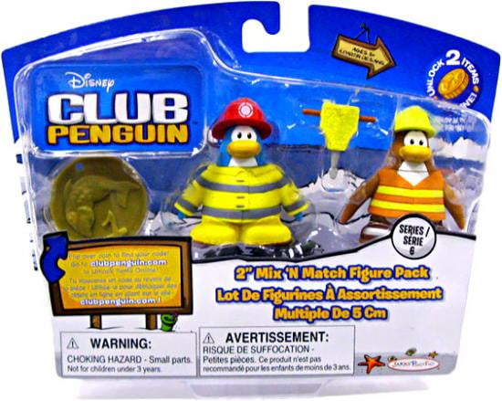 Firefighter & Construction Worker Mini Figure Set Club Penguin ...