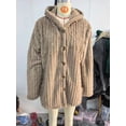 Aellinatey Women's Fuzzy Fleece Sherpa Jacket Hooded Fall Winter Button ...