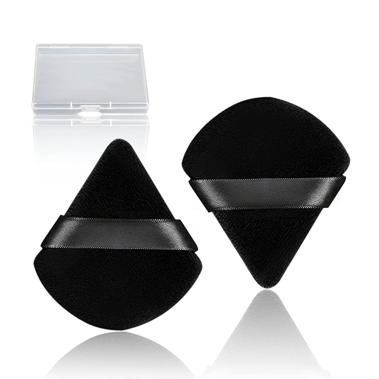 2 PCs Powder Puffs for Face Powder,Black Powder Puff and Container ...