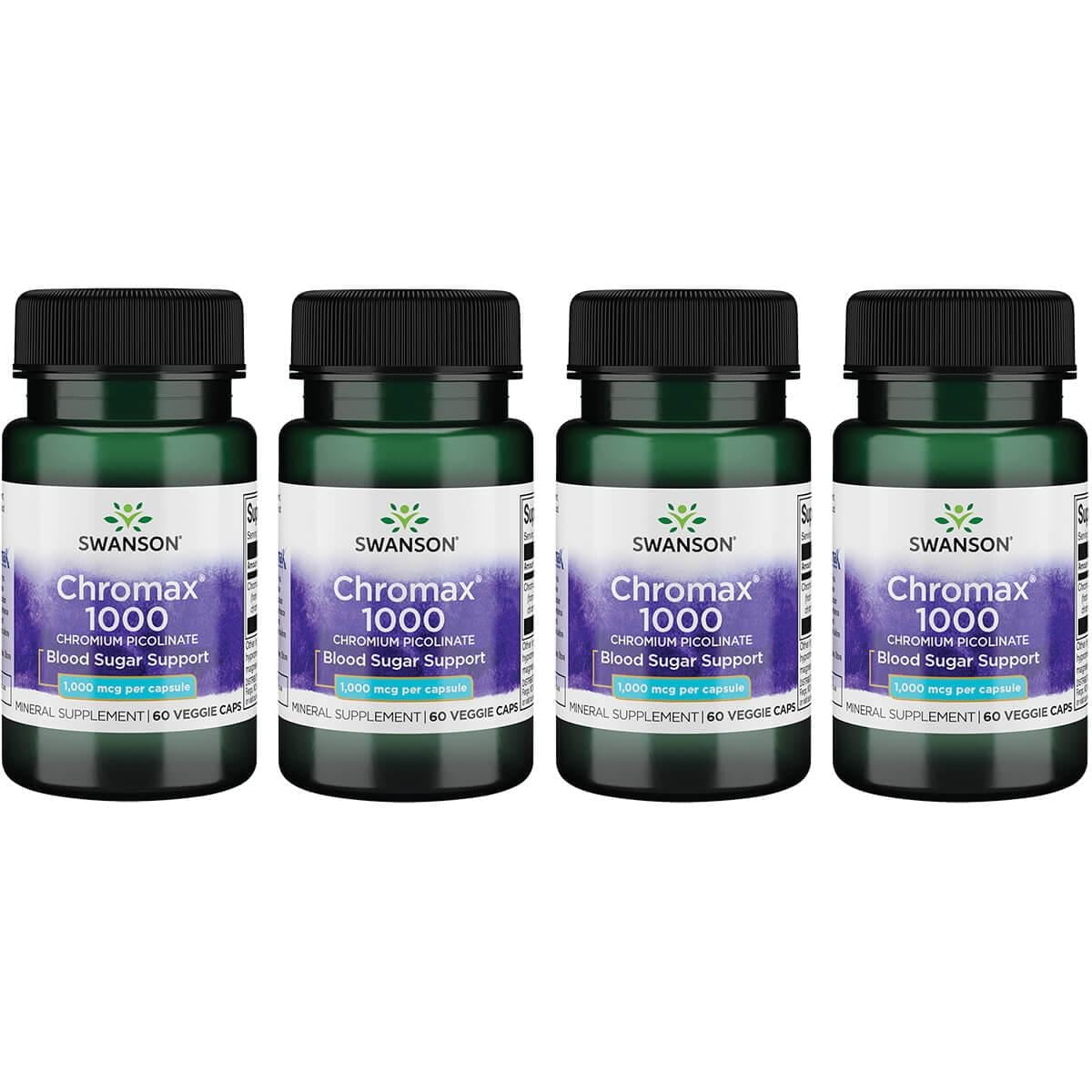 Swanson Chromax 1000 Chromium Picolinate 1,000 mcg 60 Veg Caps 4 Pack ...