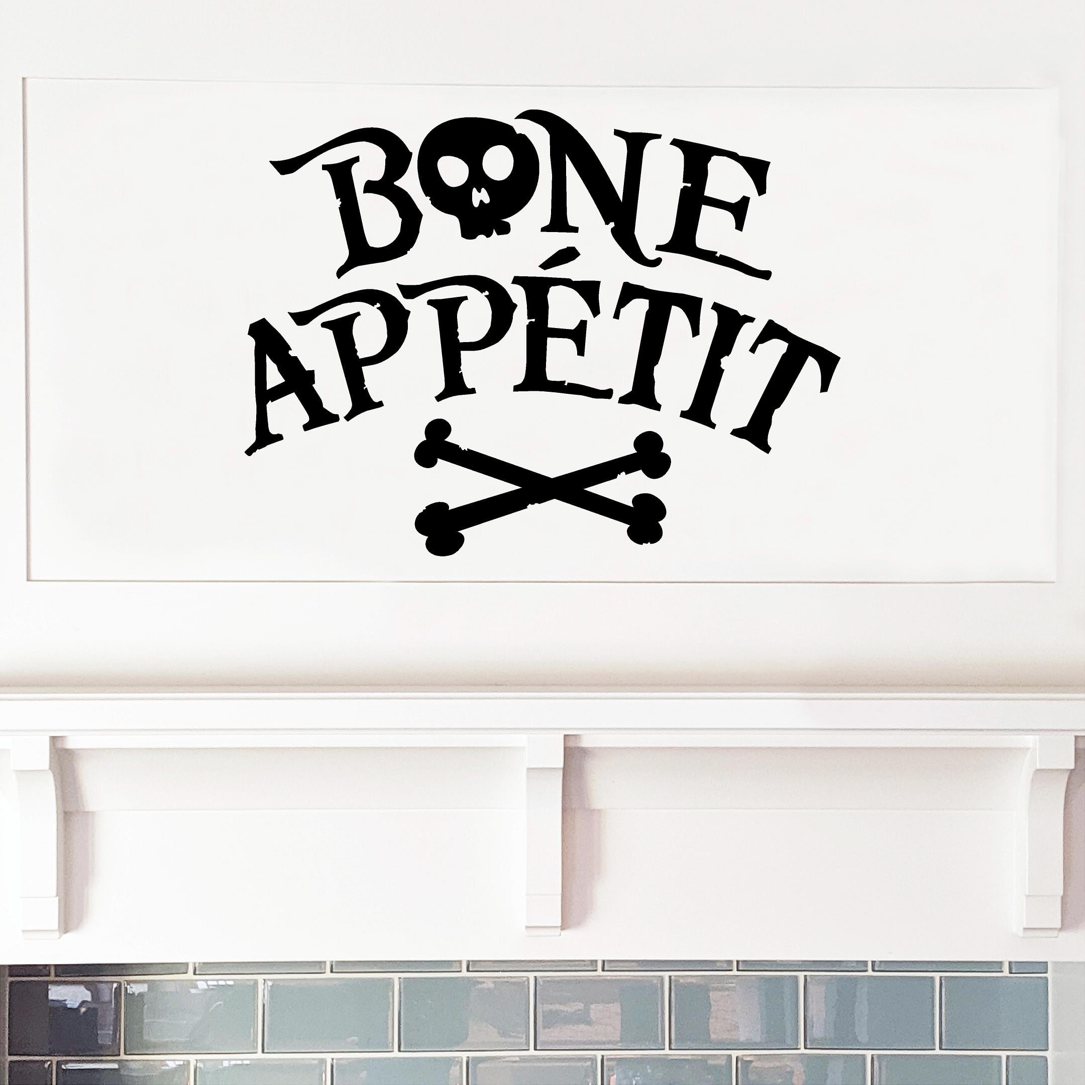 Halloween Bone Appetit Vinyl Lettering Wall Decal (12"H x 17"L Black ...