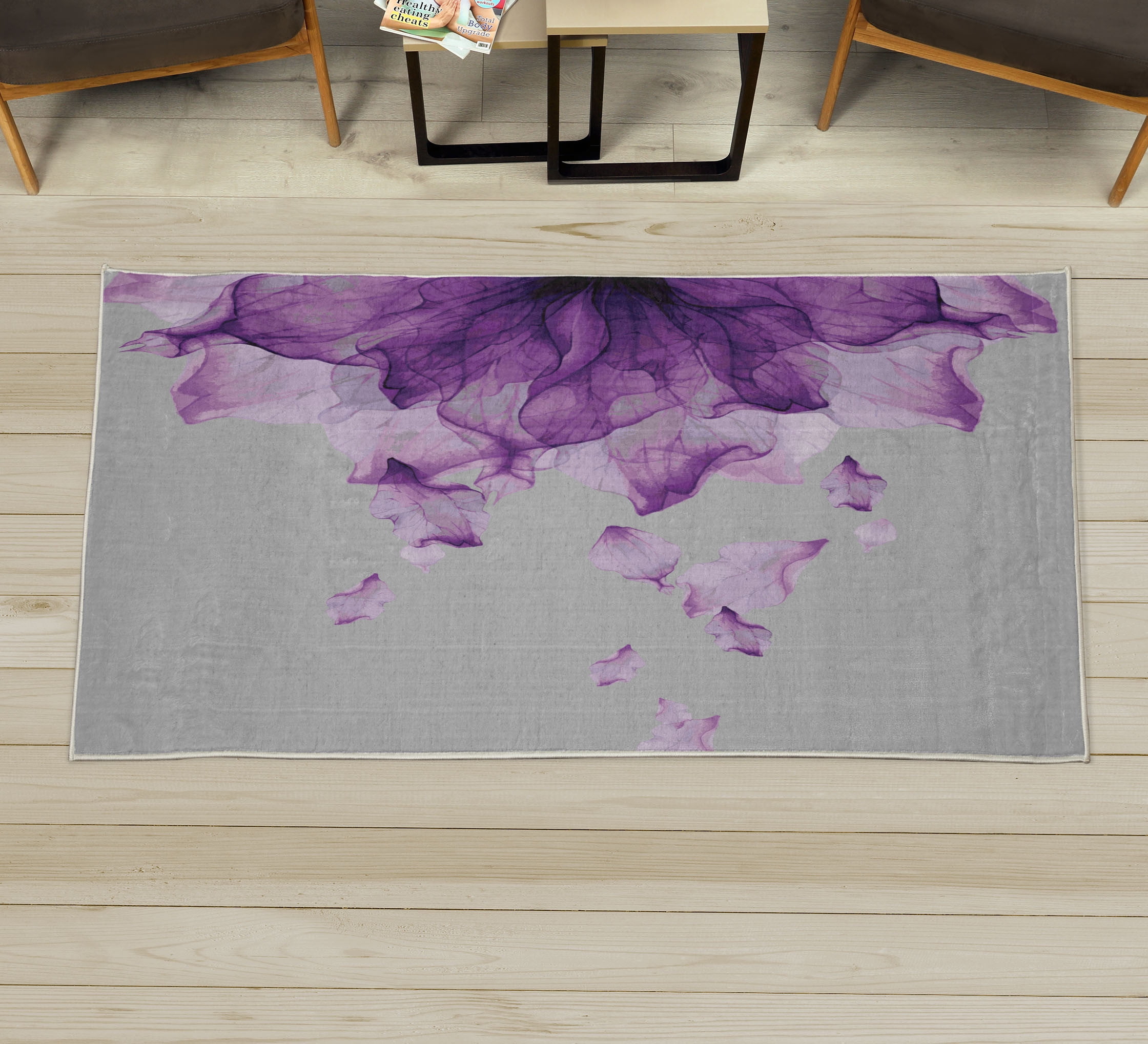 Flower Decorative Rug, Abstract Themed Modern Futuristic Image with ...