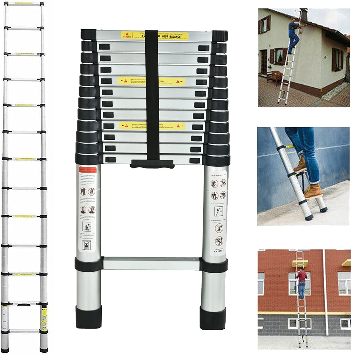 Telescoping Ladder, 16 FT Aluminum Extension Ladder Step Ladders Loft ...