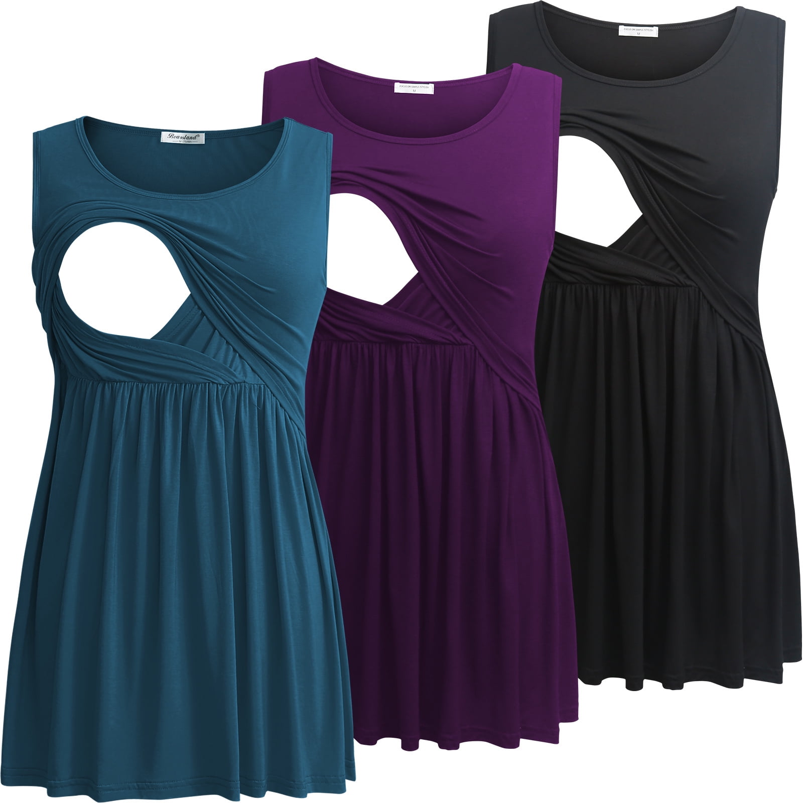 Bearsland Female Sleeveless Maternity Tank Tops Breastfeeding Nursing ...