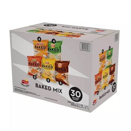Frito-Lay Oven Baked Mix, Variety Pack, 30 Count, Individual Chip Bags ...