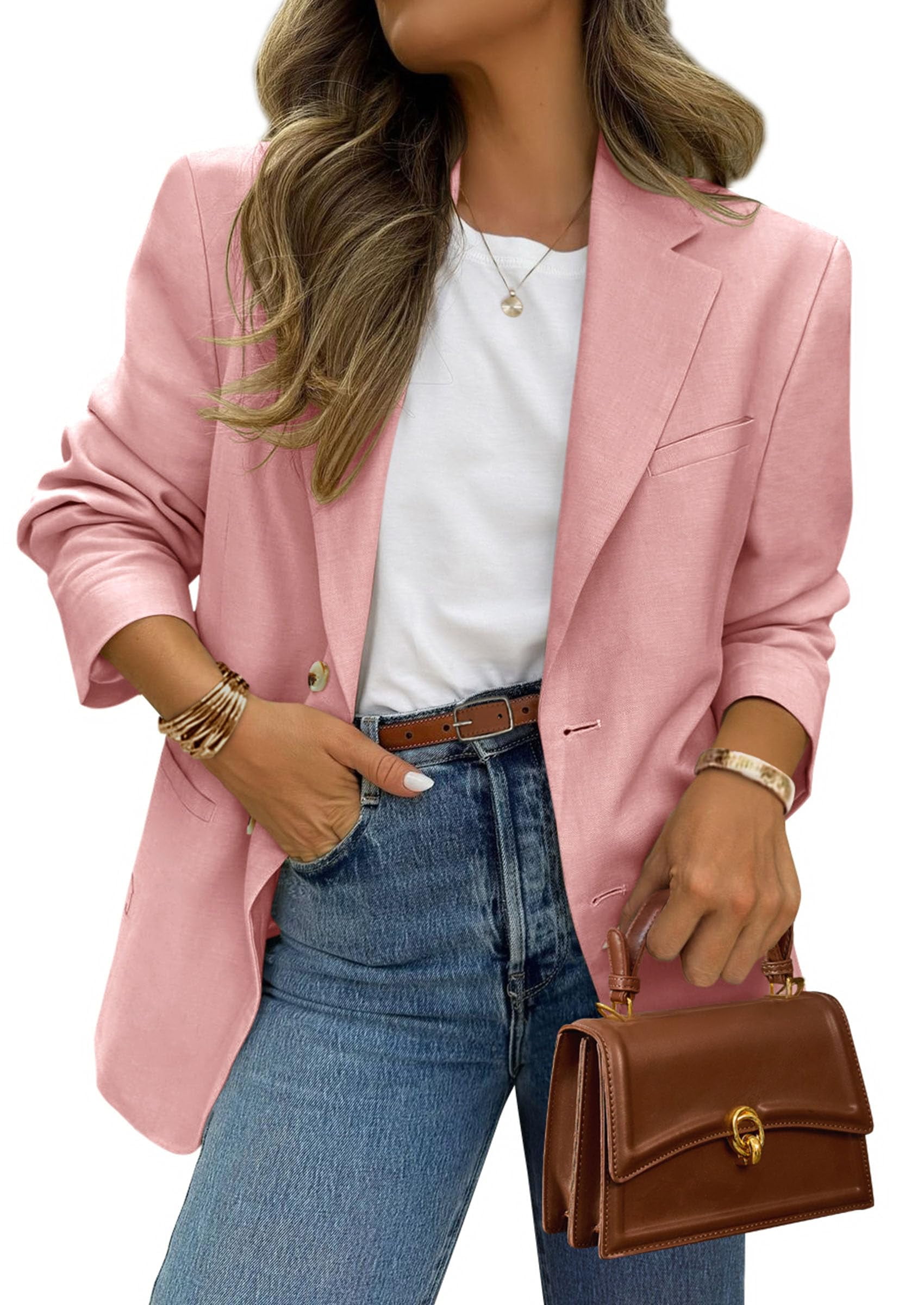 Blazer PRETTYGARDEN 2025 para mujer, casual, de negocios, gris y rosa ...