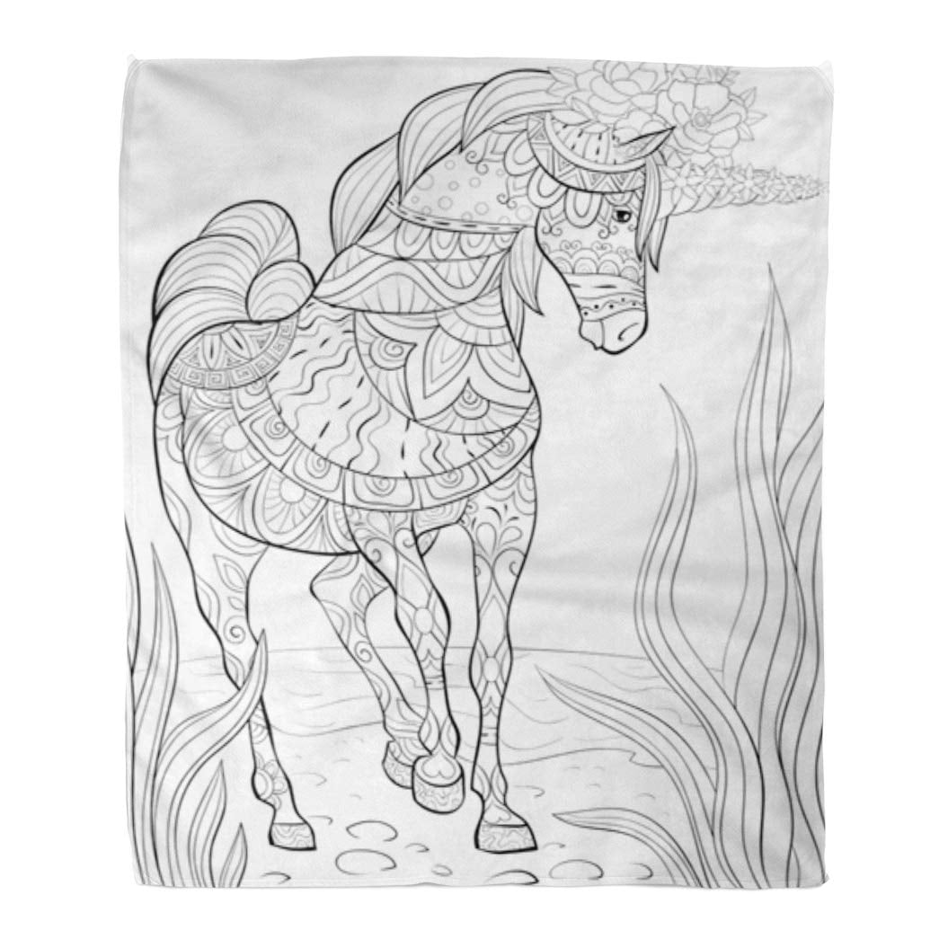ASHLEIGH Flannel Throw Blanket Abstract Adult Coloring Book Page Cute ...