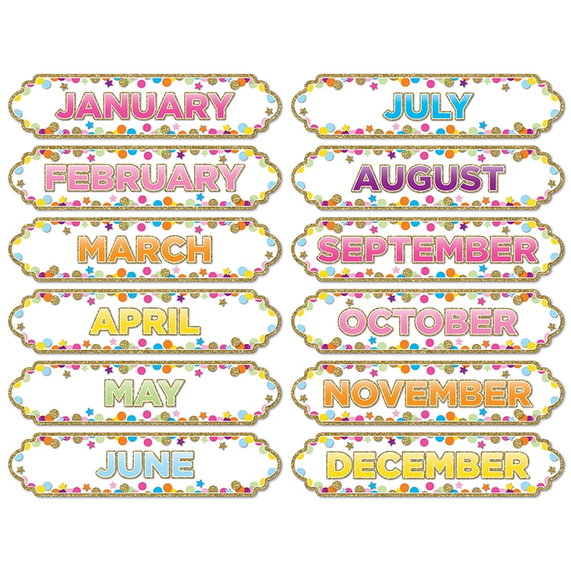 Magnetic Die-Cut Timesavers & Labels, Confetti Months of the Year ...