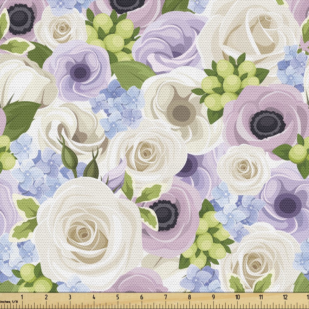 Floral Fabric by the Yard, Repetitive Spring Awakening Theme of Rose ...