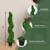 Poetree 4ft Faux Boxwood Spiral Topiary Trees, Indoor/Outdoor Natural ...