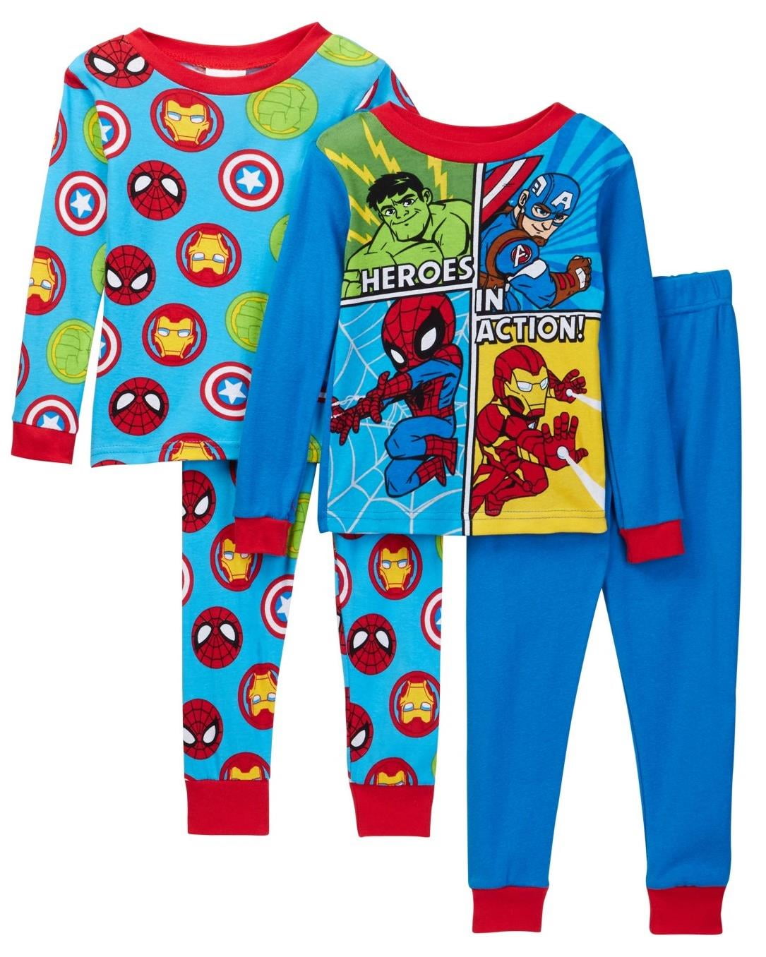 Marvel Boys' Captain America and Spiderman Uniform 4-Piece Cotton ...
