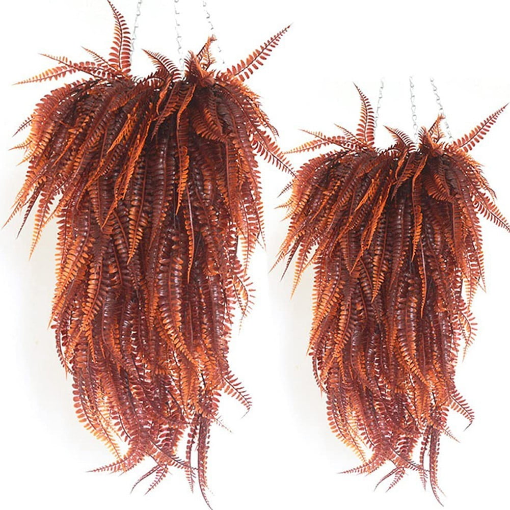 Geege 2Pcs Boston Ferns Artificial Persian Rattan Fake Hanging Plant ...