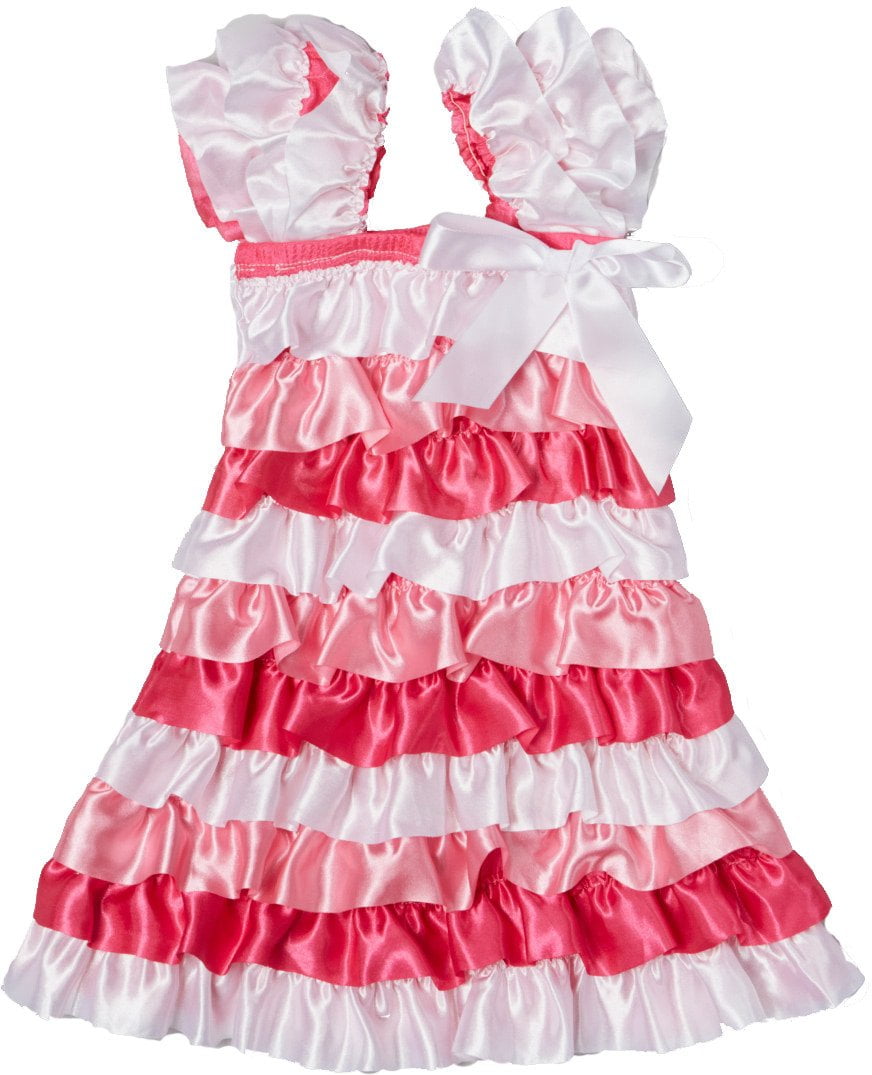 Wenchoice Girl's Hot Pink Satin Ruffle Dress - M(12M-24M) - Walmart.com