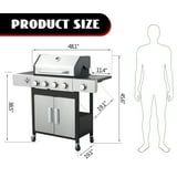 Nice Cooker 4-Burner Propane Gas Grill, 46,790 BTU, Porcelain Cast Iron ...