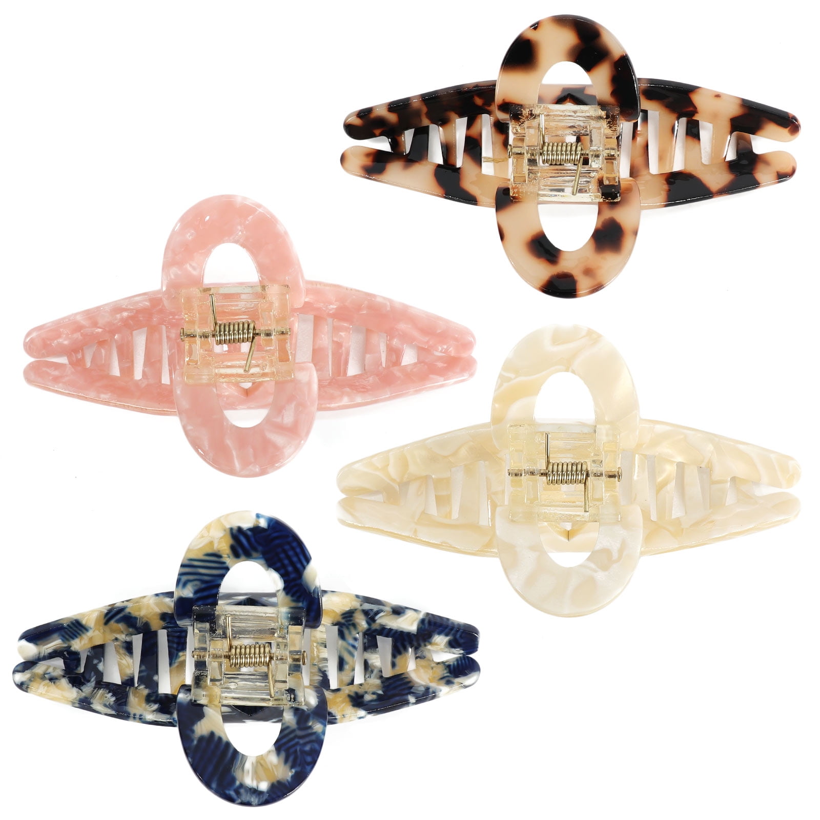 4 Pack Hair Claw Clips, Celluloid French Large Hair Clips for Thick ...
