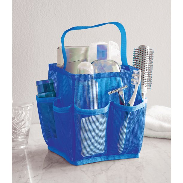 Mainstays 9 Pocket Mesh Shower Tote, Cobalt Crush, Mesh Finish ...