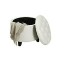 Convenience Concepts Unique Small Round Storage Ottoman, Soft Ivory ...