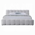 Nah King Platform Bed with Bench- Grid Tufted- Channeled Gray Chenille ...